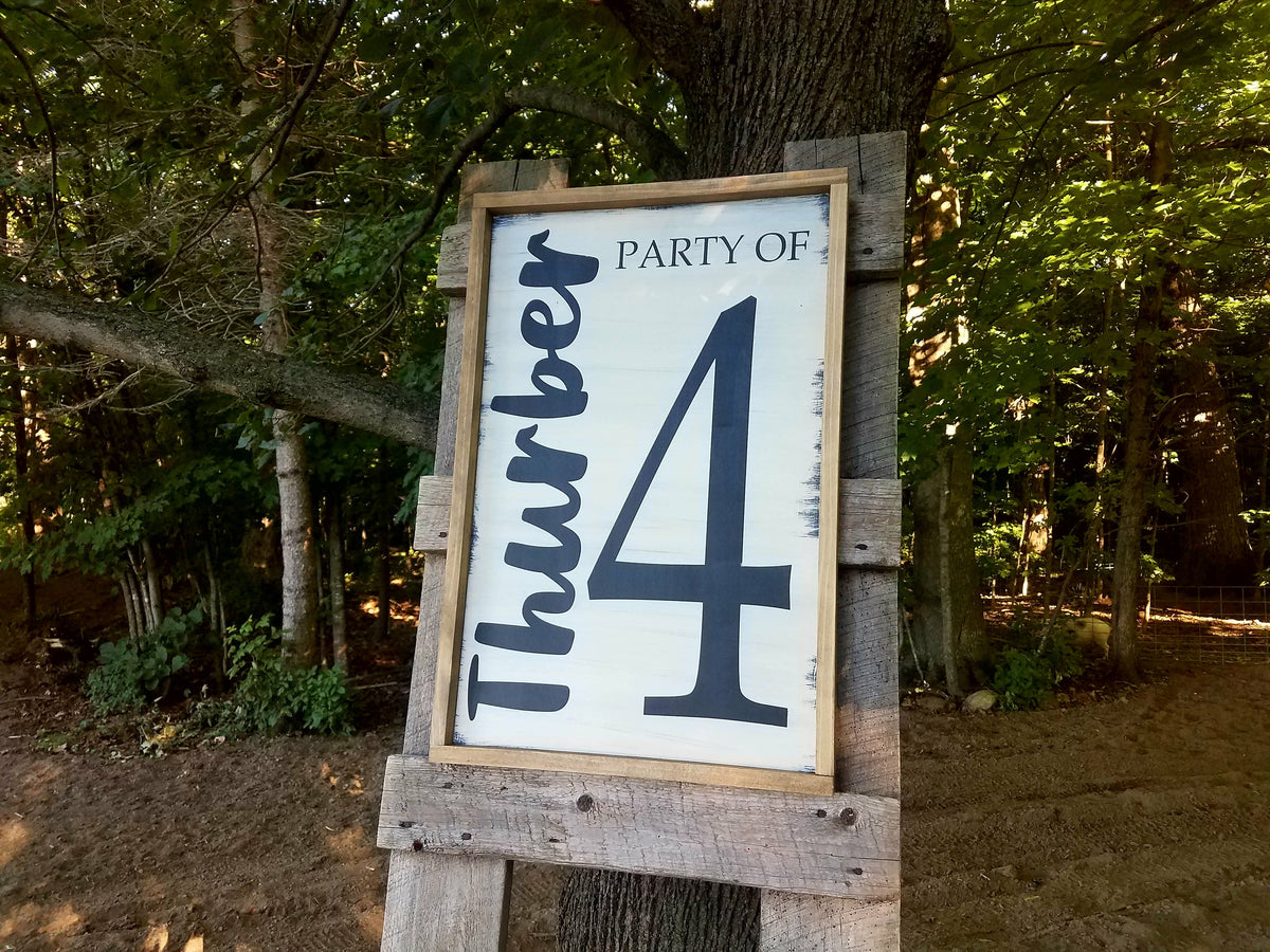 Personalized Last Name Party of 4 Wood Sign – The Farmer's Wife WI