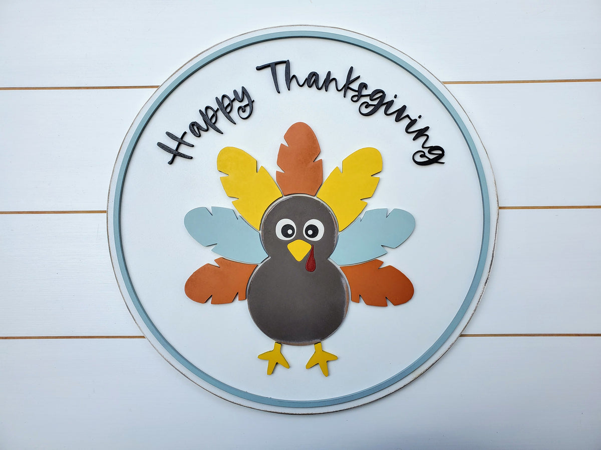 Happy Thanksgiving Round Sign | Turkey Round Sign – The Farmer's Wife WI