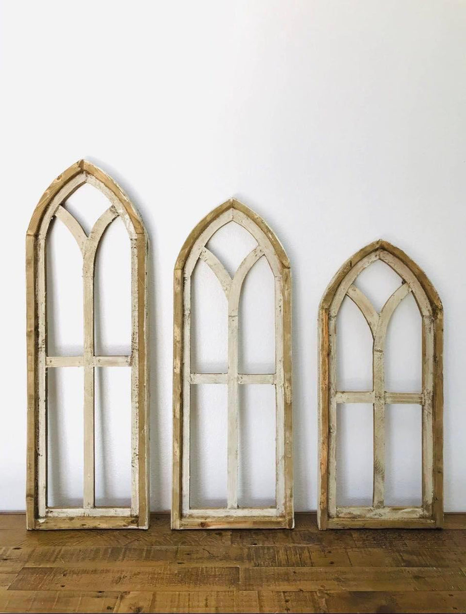 Cathedral Wood Arches, 2 PC Set, White | Church Window Wall Decor | Fa ...