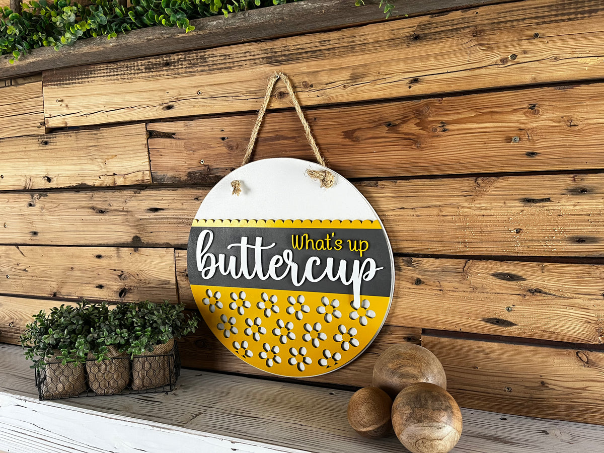 What's Up Buttercup Sign | Farmhouse Porch Decor | Door Hanger – The ...